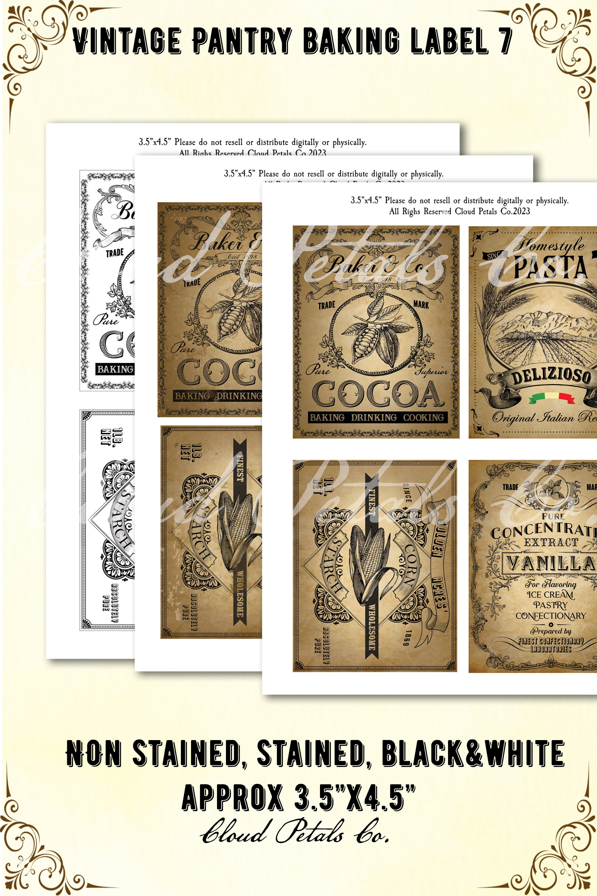 Vintage Kitchen Pantry Label Printable Baking Labels for - Etsy