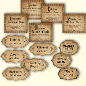 Gothic Valentines Love Potion Labels, Printable Vintage Valentines ...