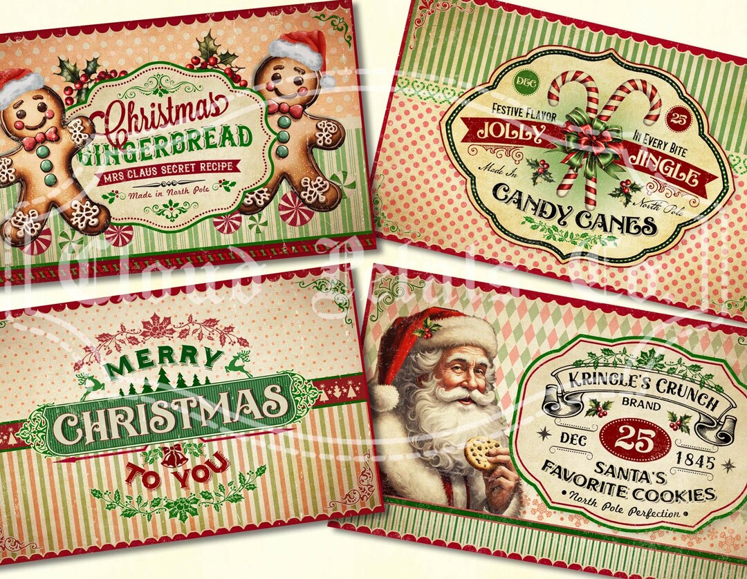 Vintage Christmas Labels, Printable DIY Decor (digital Download) - Etsy