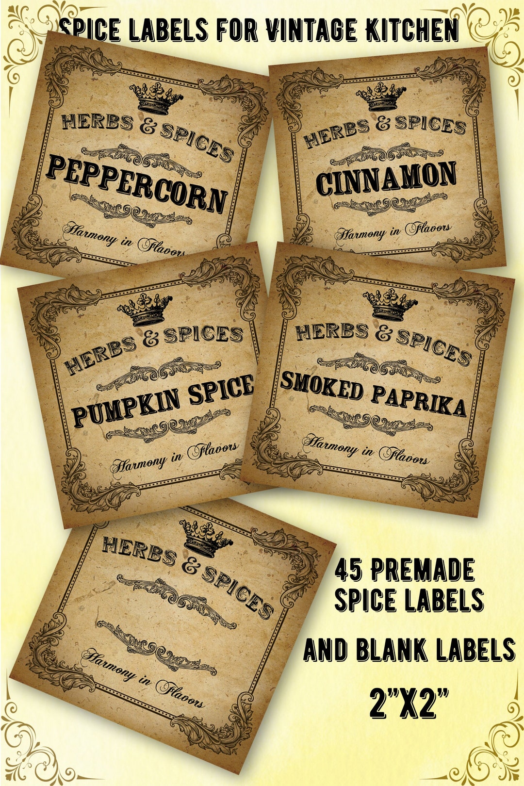 Vintage Spice Labels Vintage Kitchen Craft Labels for Jars Primitive ...