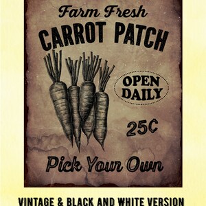 Primitive Carrot Patch Sign, Easter Printable Vintage Kitchen Wall Art ...