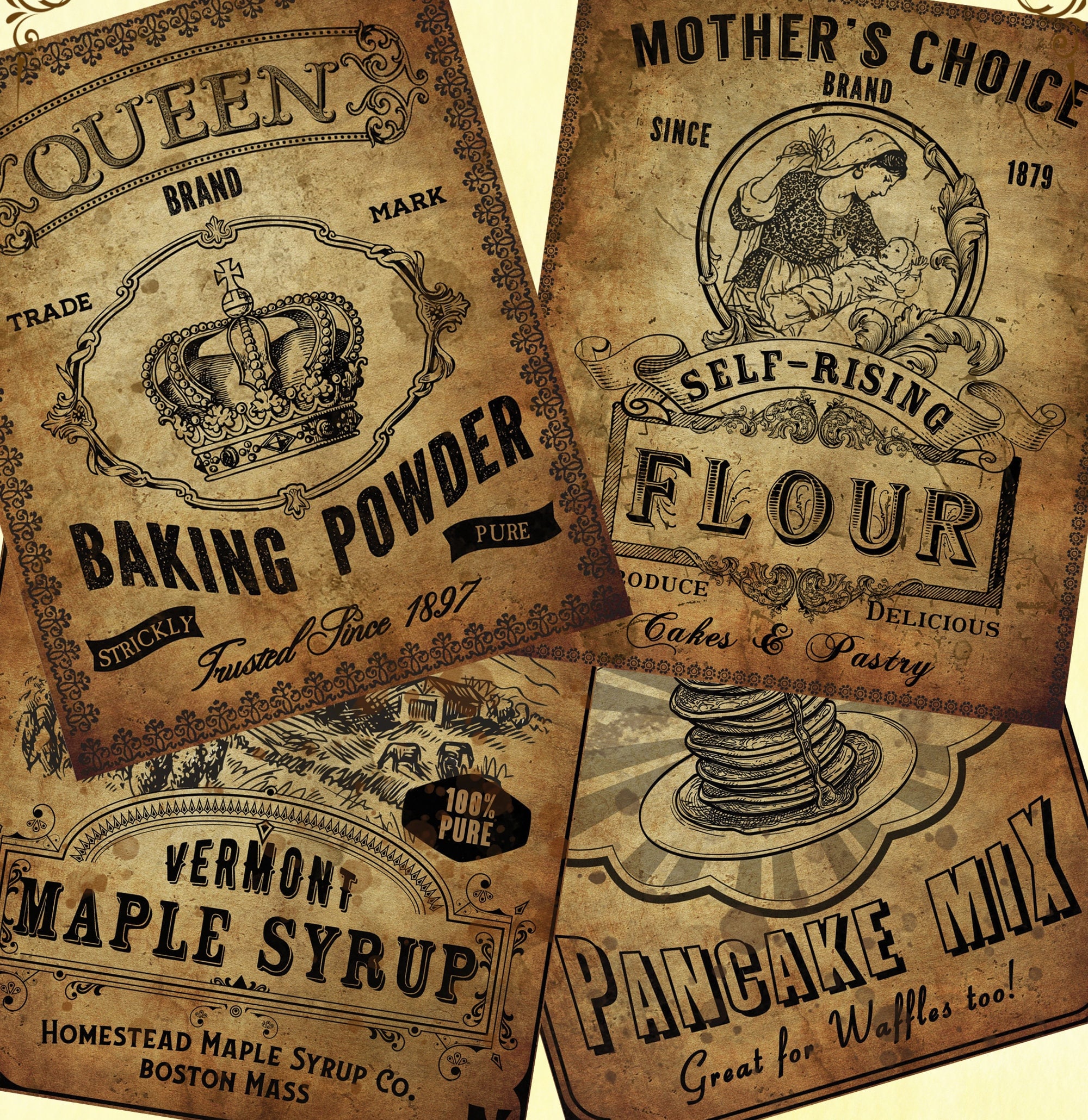 Vintage Pantry Baking Label Country Kitchen Decor Primitive - Etsy