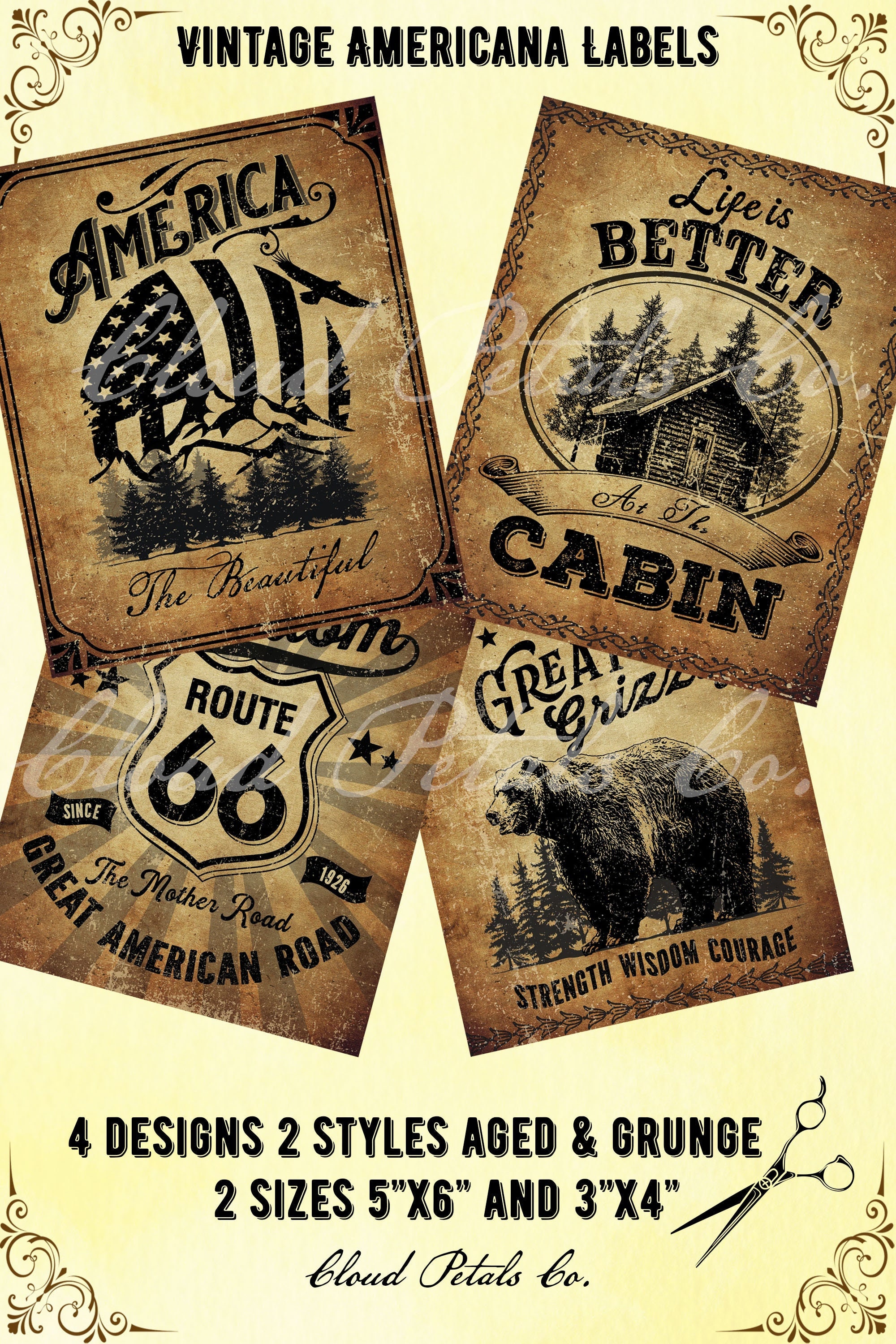 Vintage Americana Labels Primitive Americana Decor Printable - Etsy