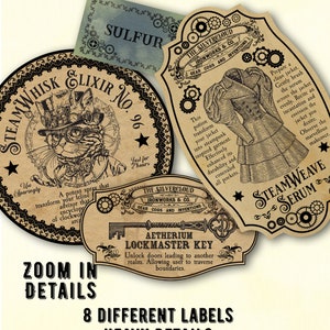 Vintage Steampunk Halloween Labels Printable 1, Apothecary Bottle ...