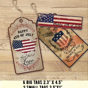 4th of July Printable, Fourth of July Party Tags, Patriotic America ...