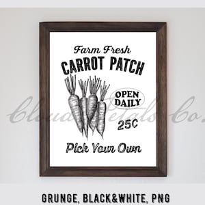 Primitive Carrot Patch Sign, Easter Printable Vintage Kitchen Wall Art ...