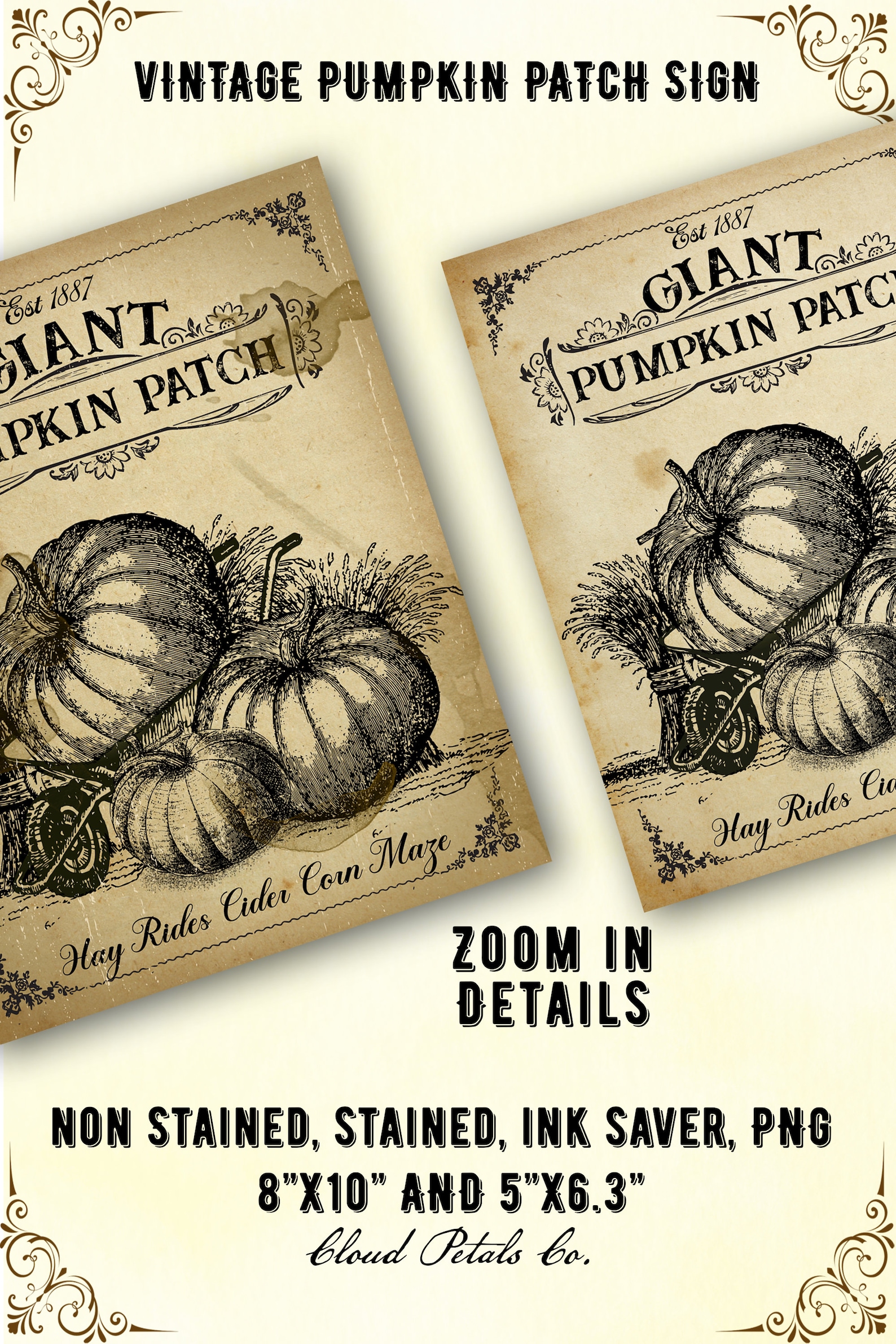 Vintage Pumpkin Patch Sign Printable, Giant Pumpkin Art, Fall Autumn ...