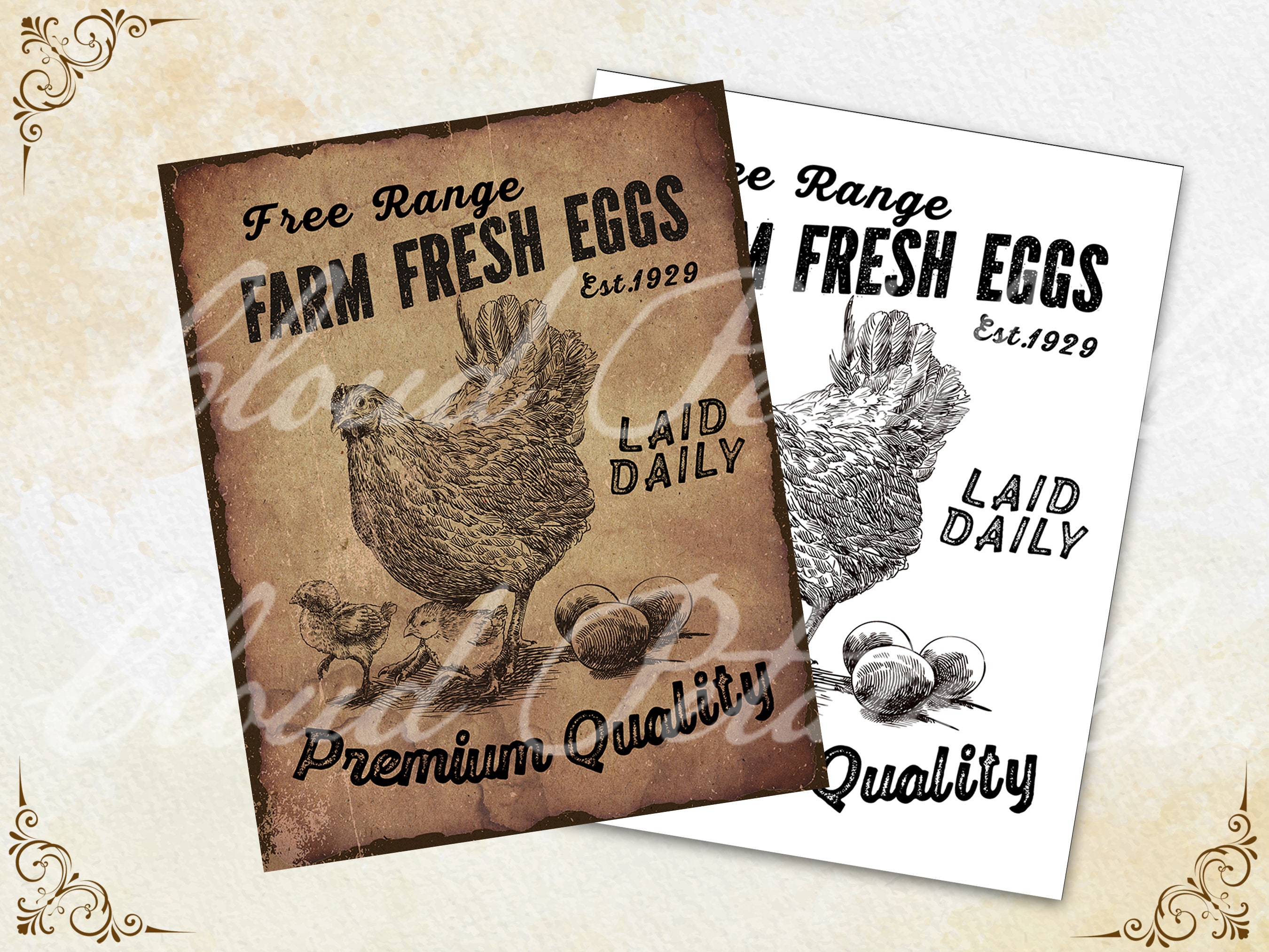 Farm Fresh Eggs Chicken Sign, Vintage Kitchen Art (digital Download) - Etsy