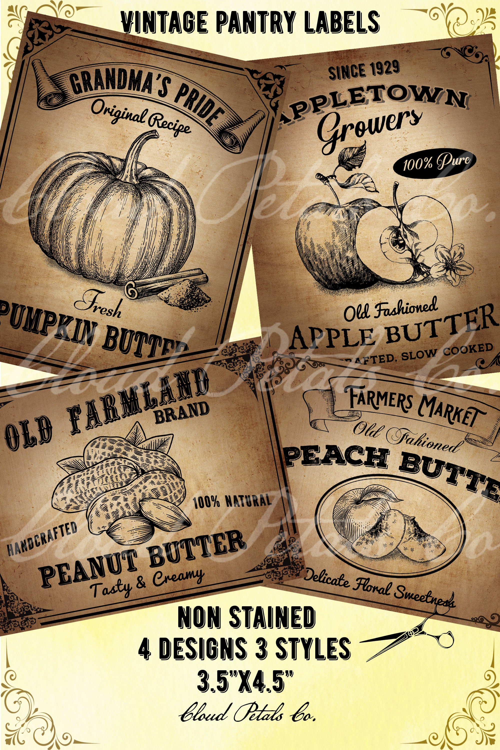 Vintage Pantry Labels Kitchen Country Primitive Decor Craft - Etsy