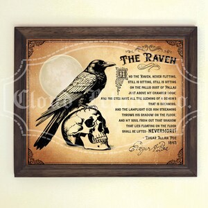 The Raven Edgar Allan Poe Art, Halloween Printable, Nevermore, Raven ...