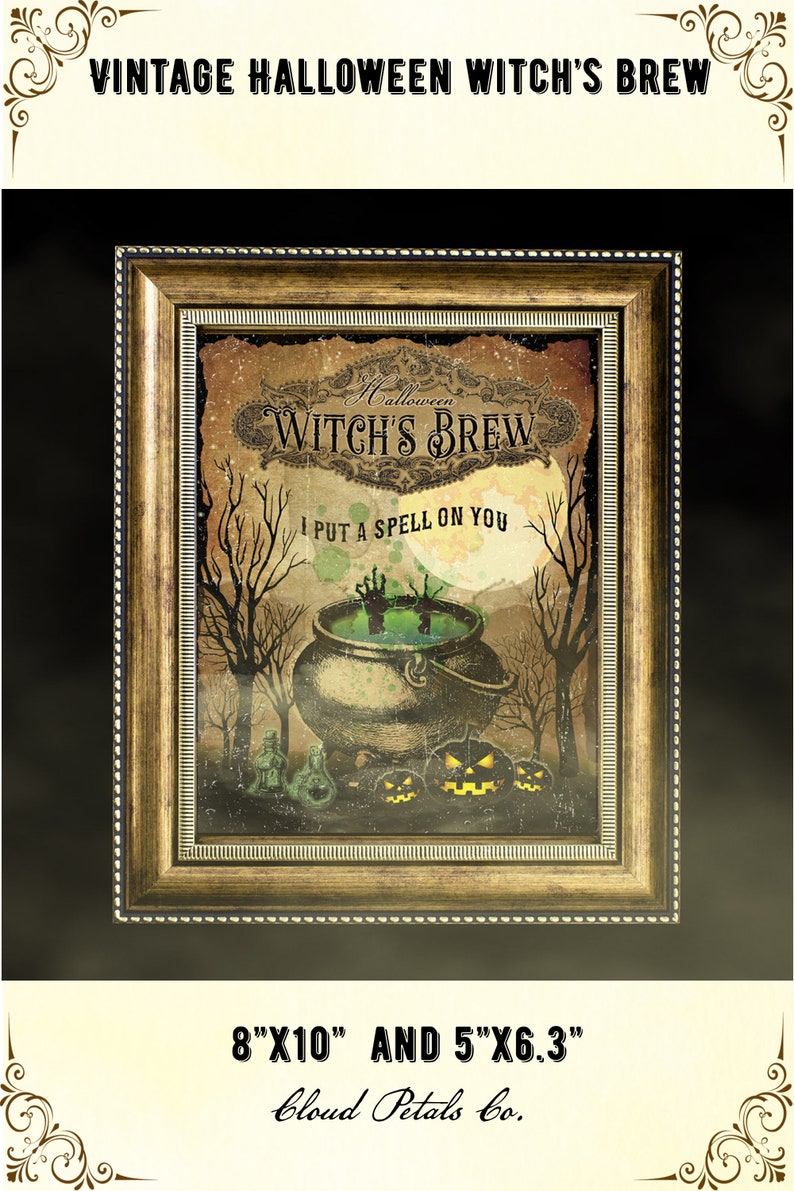 Vintage Halloween Witch's Brew Sign Witch Cauldron - Etsy