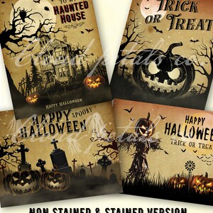 Vintage Halloween Labels Printable, Jack O Lantern, Haunted House ...