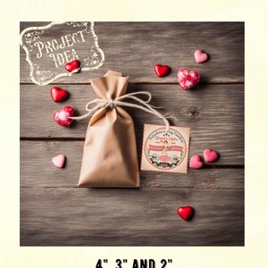 Vintage Valentines Labels, Printable Valentines Tags, Round, Square ...