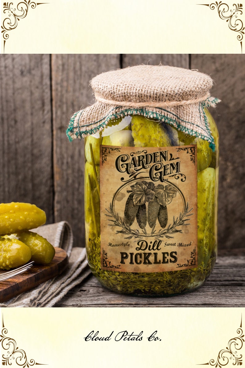 Vintage Vegetable Label Set: Canning Labels, Kitchen Clipart (digital ...