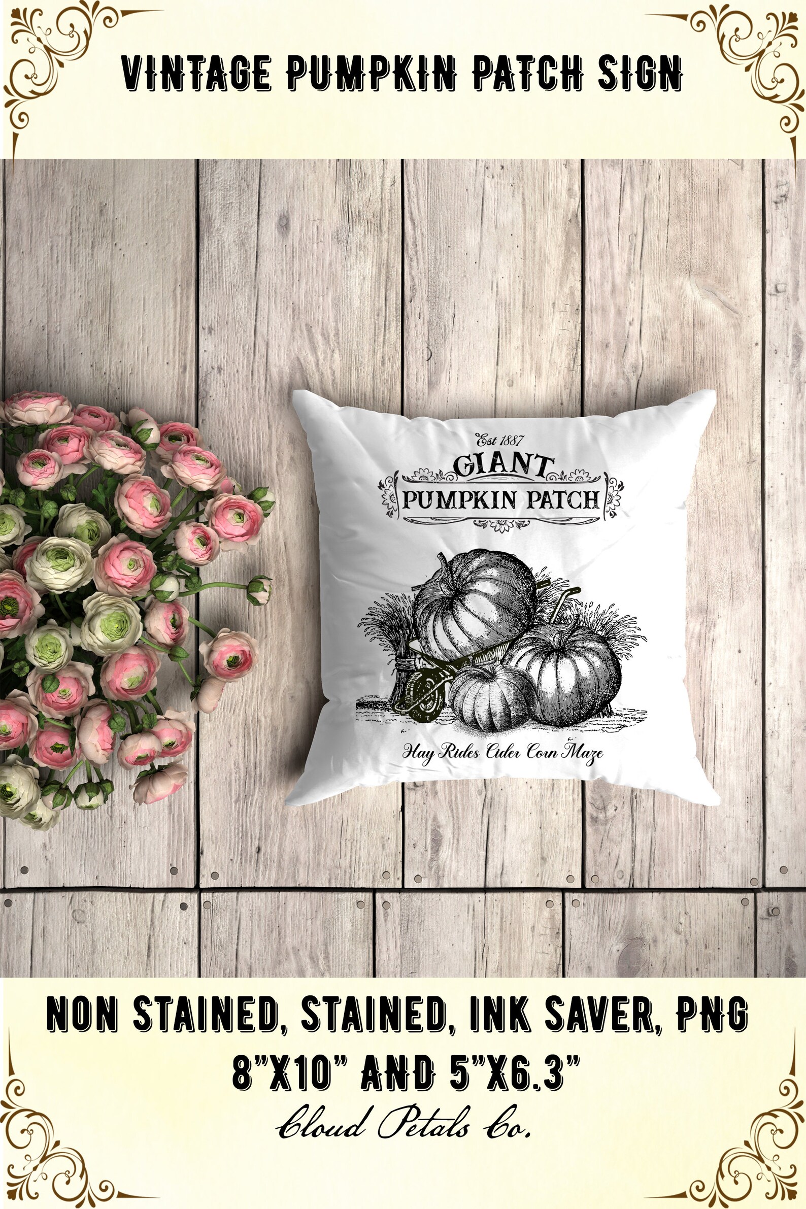 Vintage Pumpkin Patch Sign Printable, Giant Pumpkin Art, Fall Autumn ...