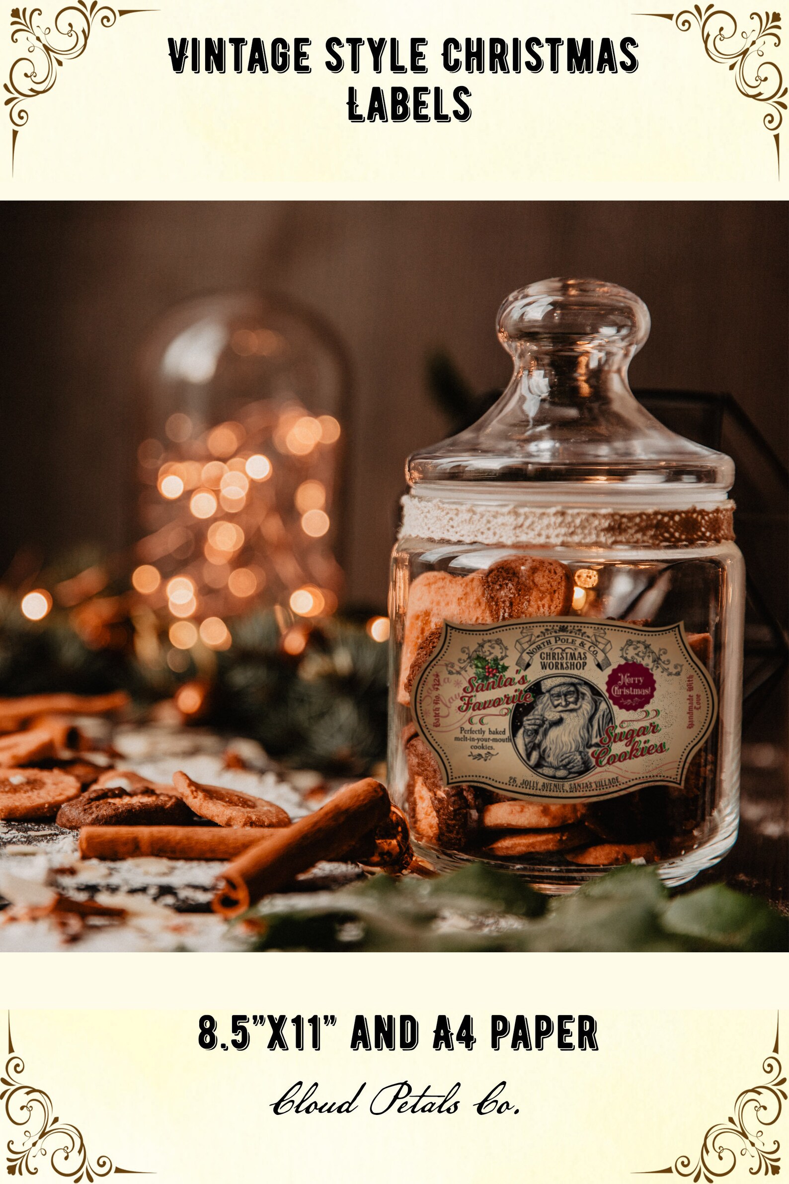 Vintage Christmas Labels, Printable Labels for Jars, Christmas Bottle ...