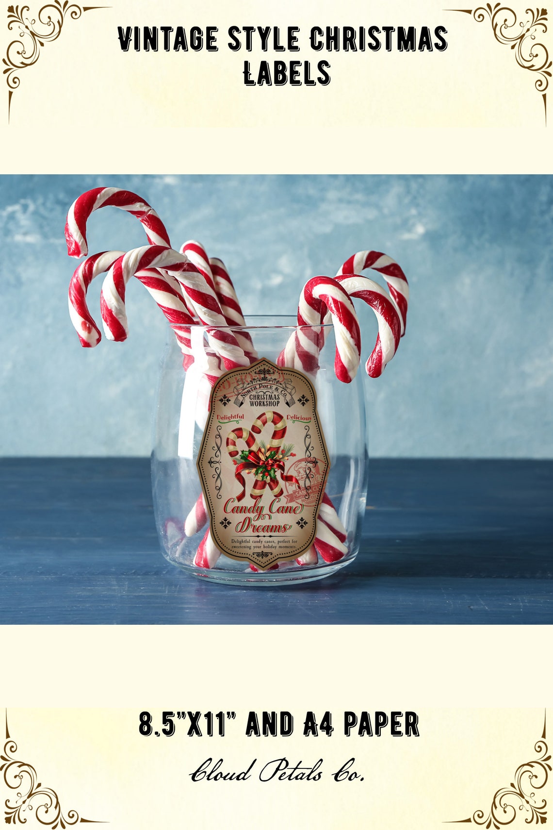 Vintage Christmas Labels, Printable Labels for Jars, Christmas Bottle ...