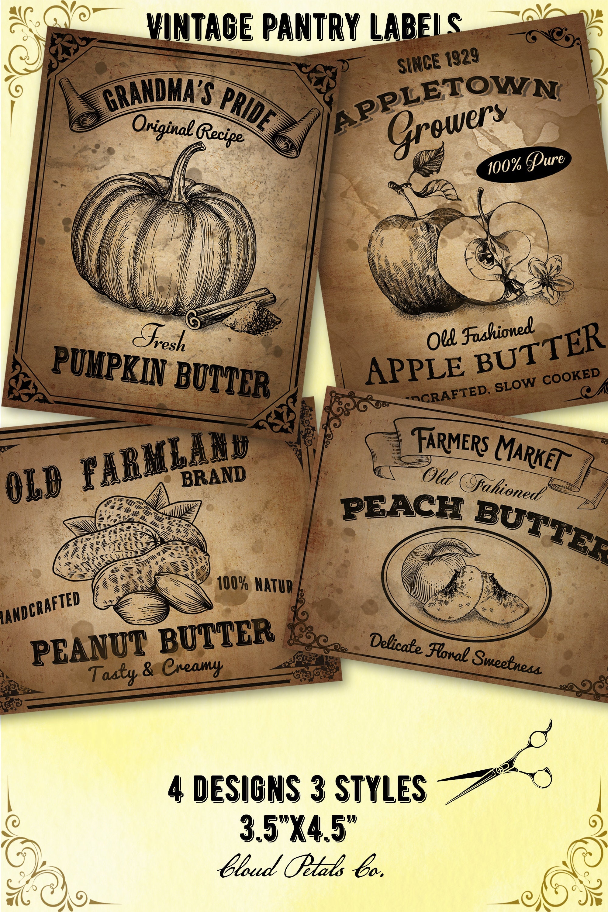 Vintage Pantry Labels Kitchen Country Primitive Decor Craft - Etsy