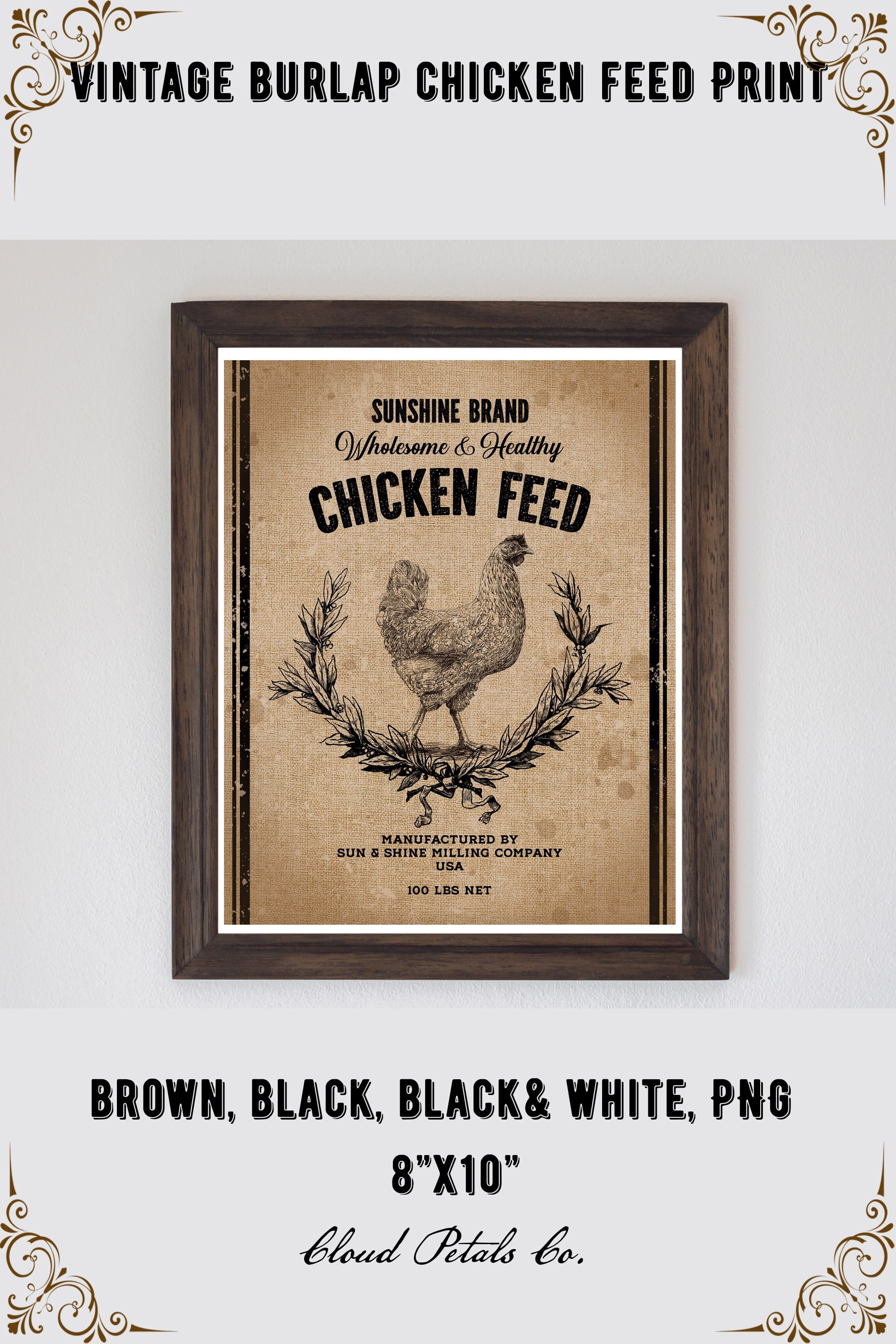 Chicken Feed Sign Burlap Print Printable Vintage Kitchen - Etsy