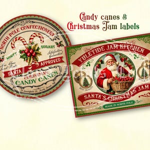Vintage Christmas Treat Labels, Printable Christmas Kitchen Decor ...