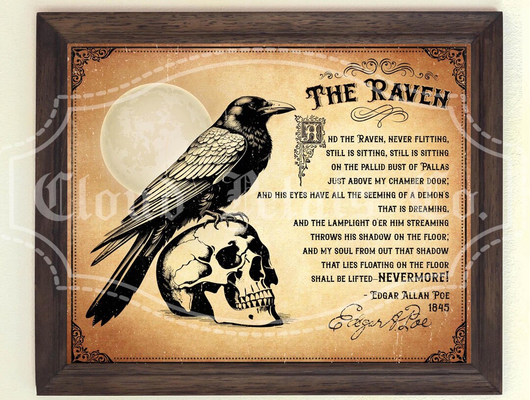 The Raven Edgar Allan Poe Art, Halloween Printable, Nevermore, Raven ...