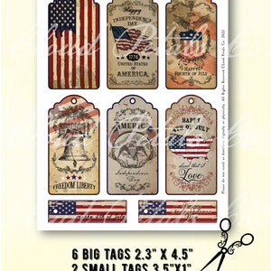 4th of July Printable, Fourth of July Party Tags, Patriotic America ...