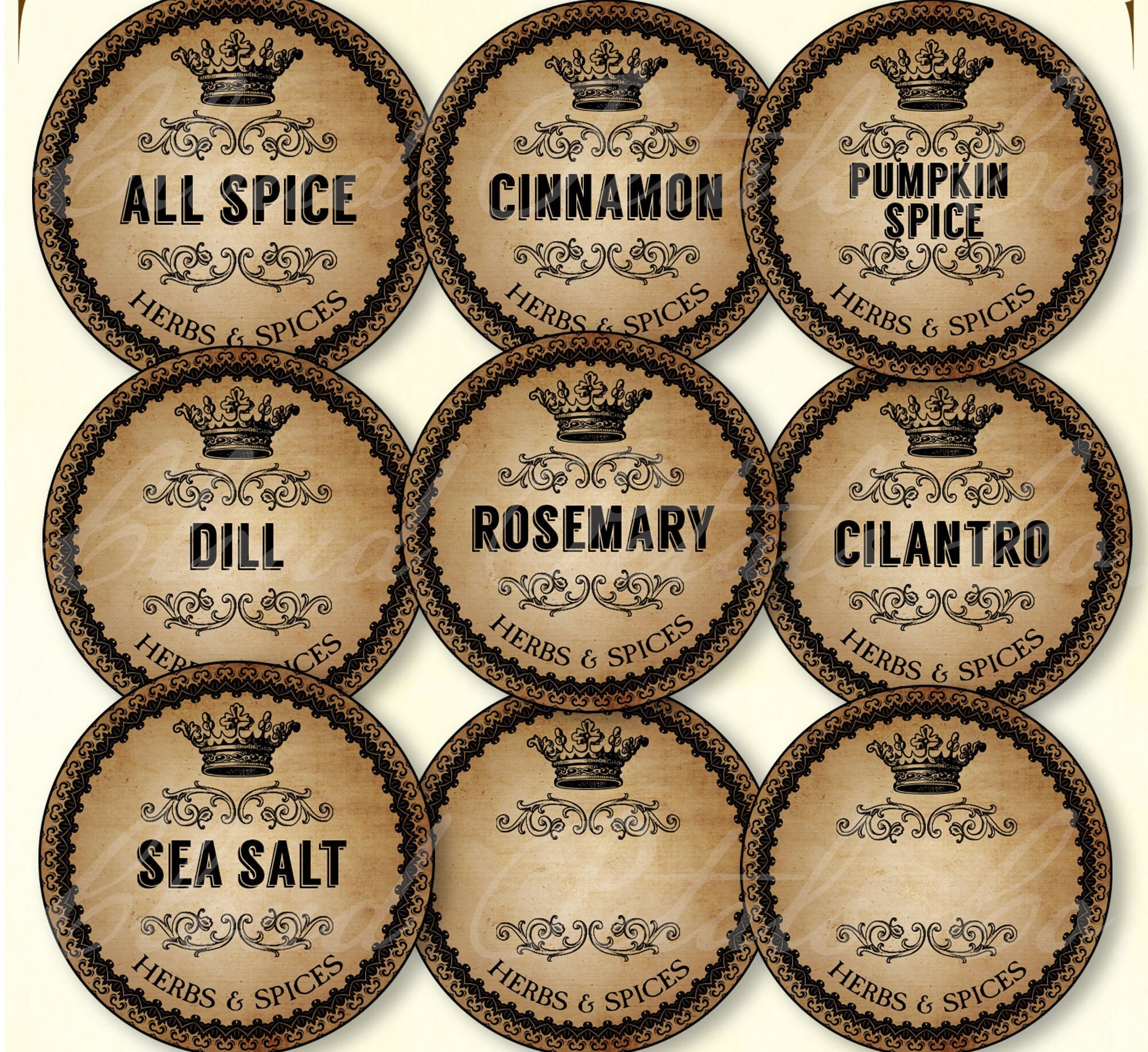 Herbs and Spices Labels Printable 1.6 Round Spice - Etsy