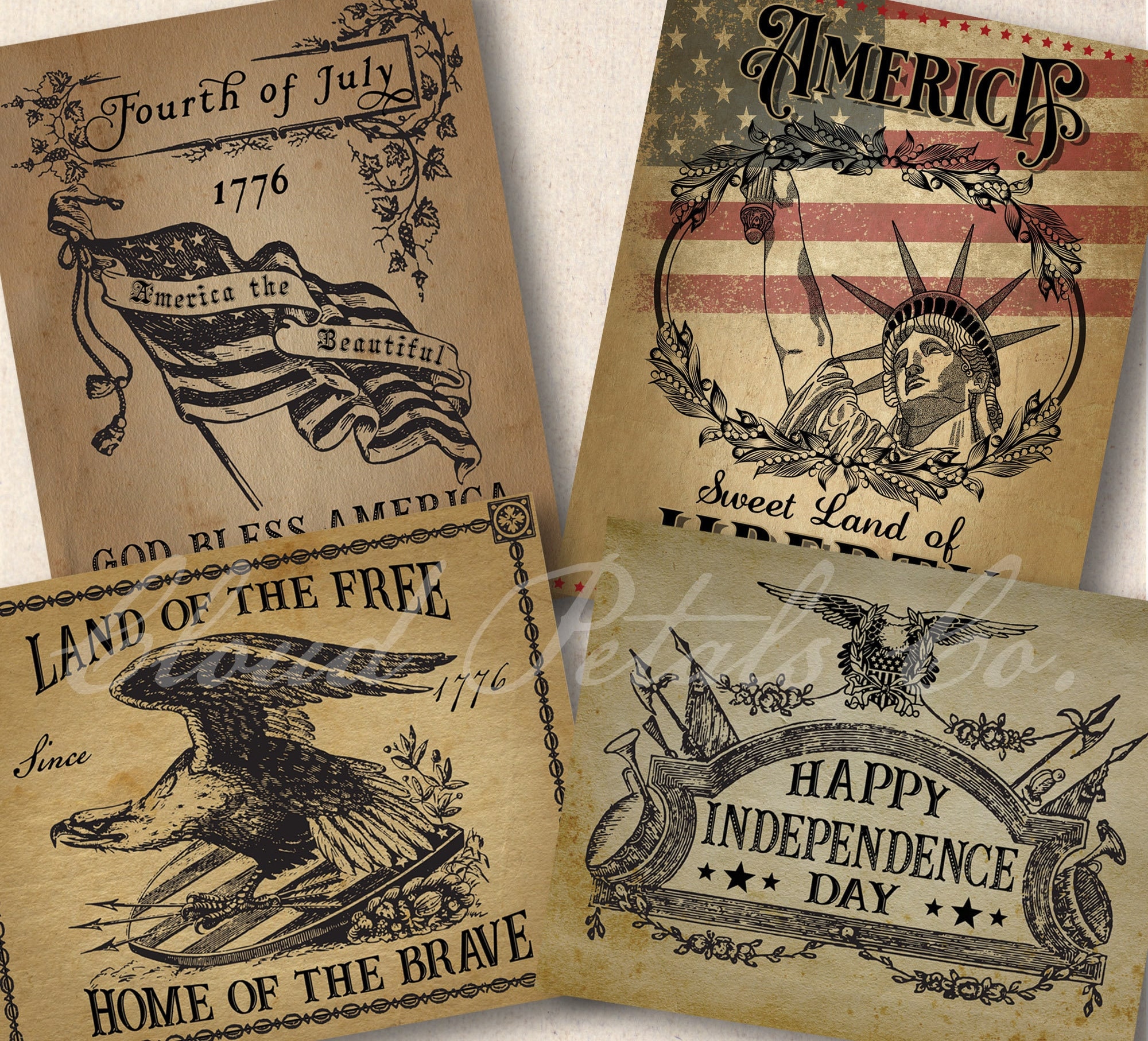 Vintage 4th of July Printable Fourth July Print Clipart - Etsy