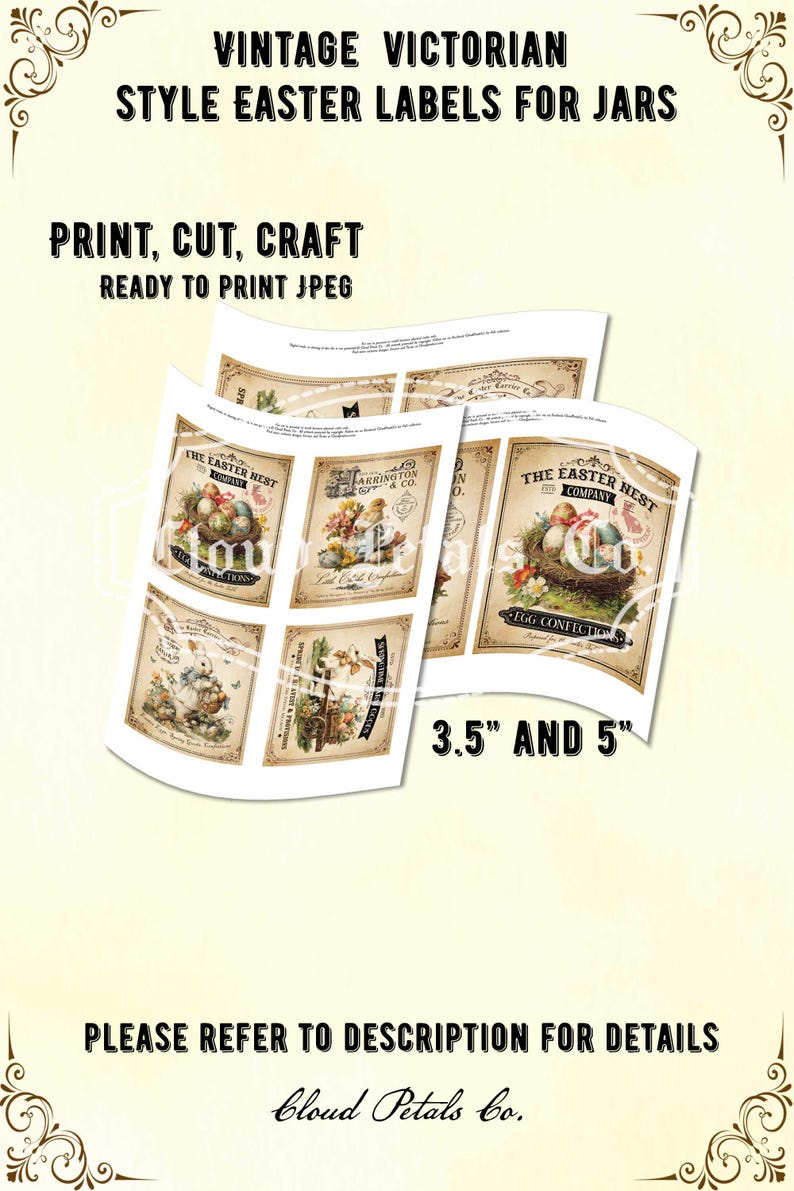 Vintage Easter Labels Printable, Bunny Chick Spring Decor (digital ...