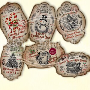 Vintage Christmas Labels, Printable Labels for Jars, Christmas Bottle ...