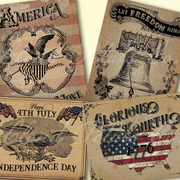 Primitive Americana Flag Clipart - Etsy