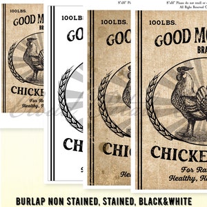 Chicken Feed Sign, Burlap Print, Diy Feed Bag, Vintage Kitchen ...