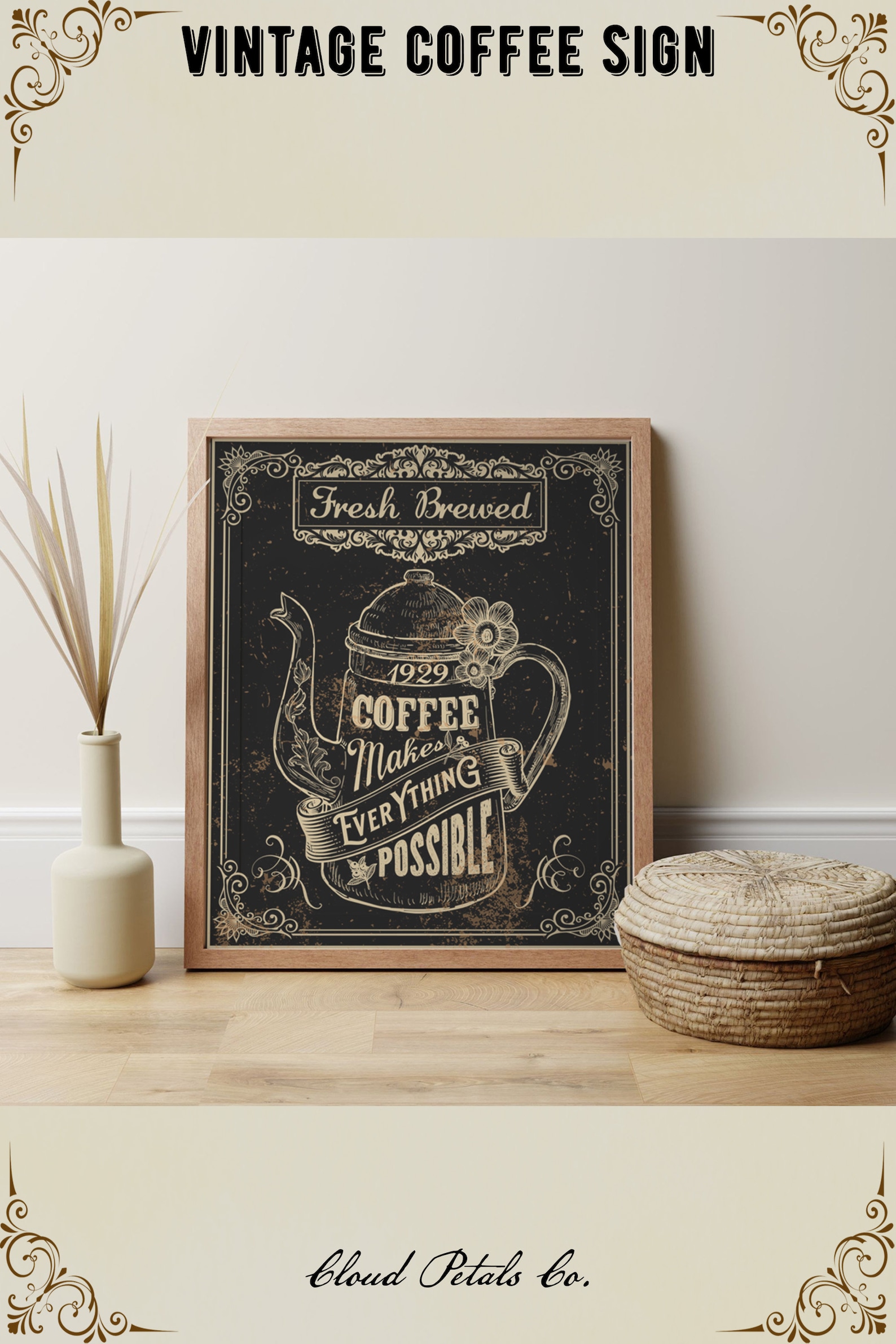Vintage Coffee Sign Coffee Art Print Printable Chalkboard - Etsy