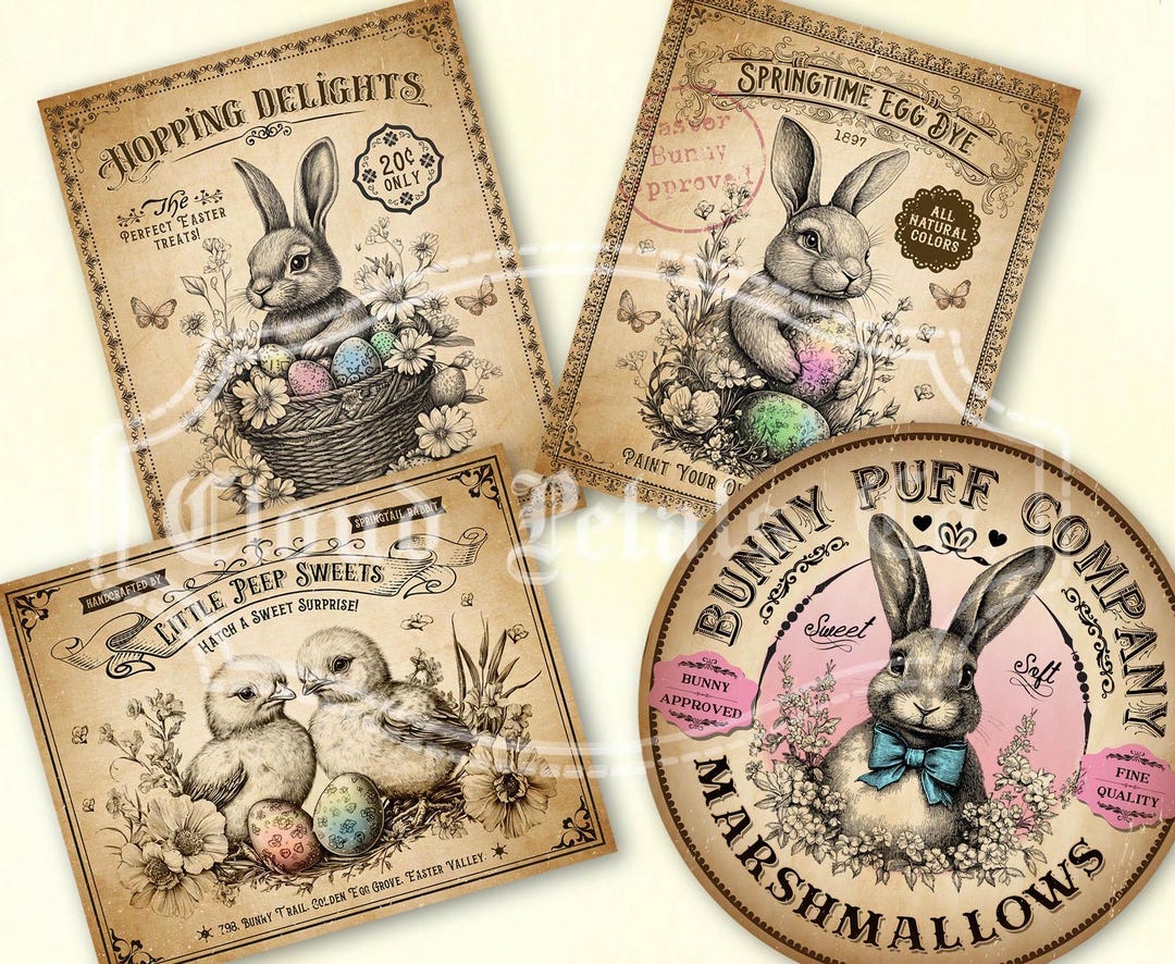 Vintage Easter Printable, Easter Decoration, Sweet Treats, DIY Easter ...