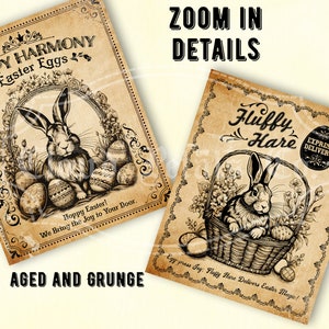 Vintage Easter Labels, Printable Easter Rabbit Decor, Easter Download ...