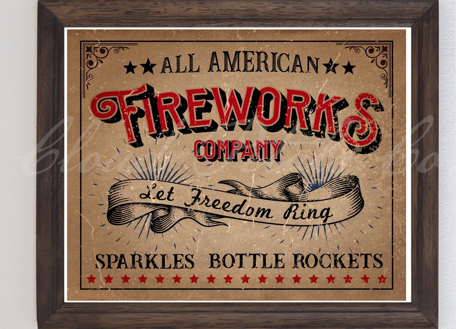 Vintage 4th July Printable, 4th of July Fireworks, Fireworks Sign Wall ...