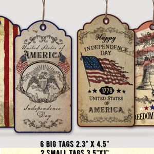 4th of July Printable, Fourth of July Party Tags, Patriotic America ...