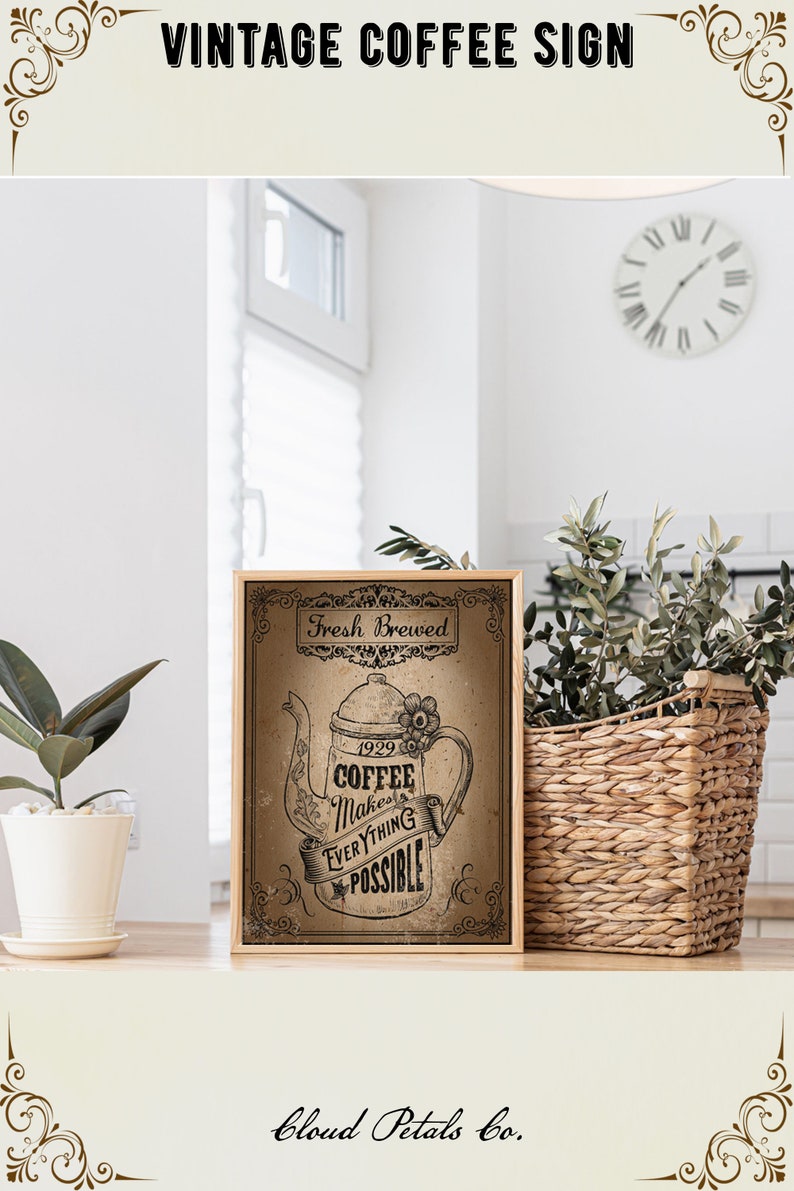 Vintage Coffee Sign Coffee Art Print Printable Chalkboard - Etsy