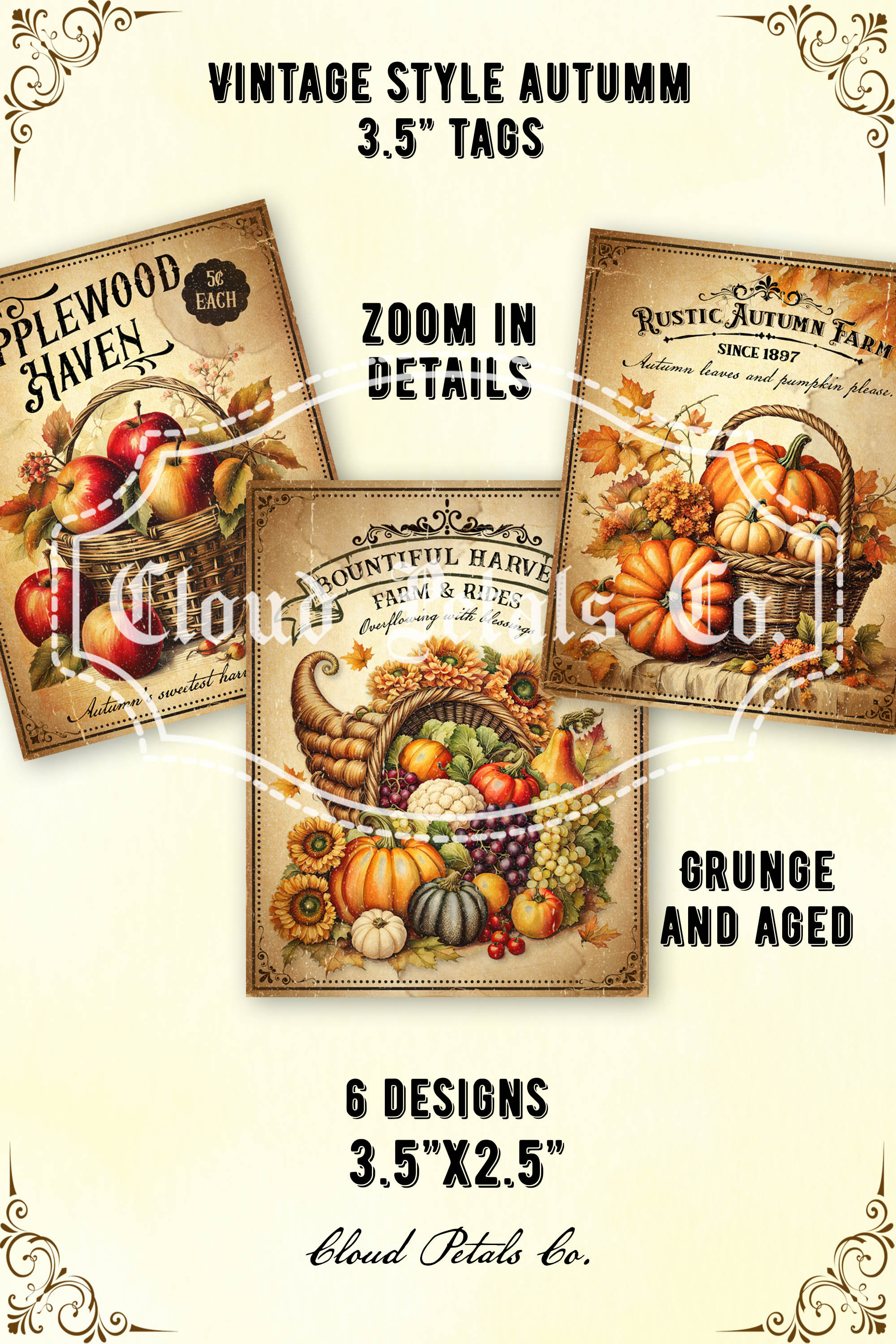 Vintage Fall Tags, Vintage Autumn Decor Printable, Farmhouse Fall ...