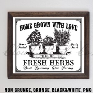 Vintage Fresh Herbs Garden Sign, Farmhouse Kitchen Decor Wall Art DIY ...