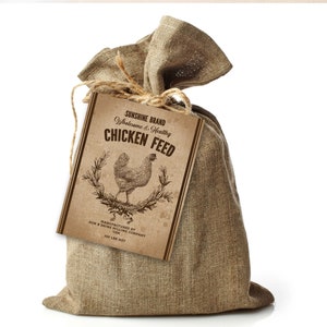 Chicken Feed Sign, Burlap Print, Printable Vintage Kitchen Wall Art ...