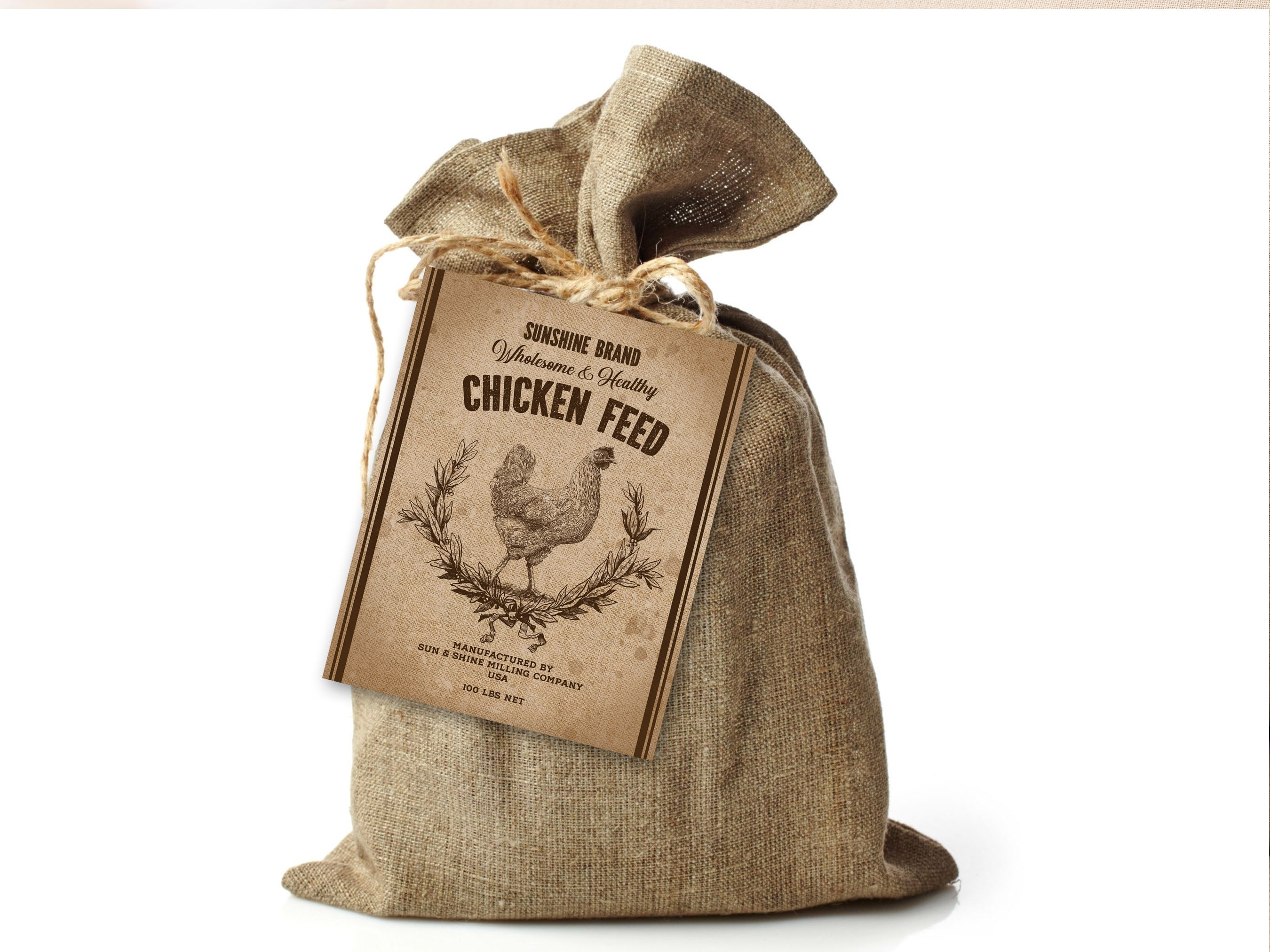 Chicken Feed Sign, Burlap Print, Printable Vintage Kitchen Wall Art ...