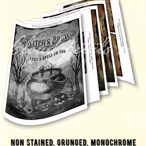 Vintage Halloween Witch's Brew Sign, Witch Cauldron Printable Wall Art ...