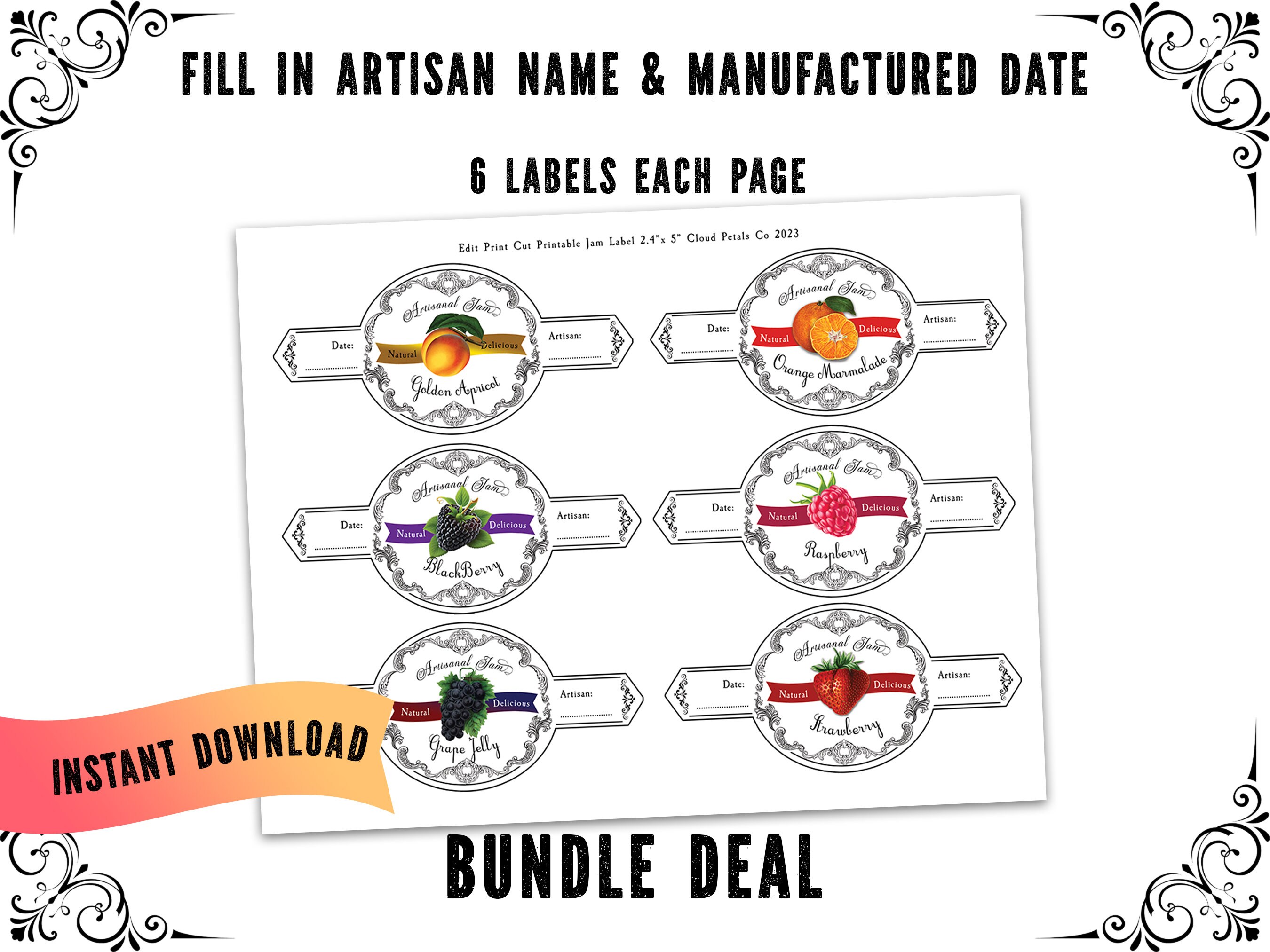 Jam Labels Bundle Editable Label Mixed Fruit Canning Jar - Etsy