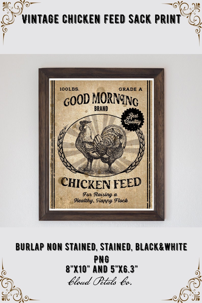 Chicken Feed Sign Burlap Print Diy Feed Bag Vintage Kitchen - Etsy