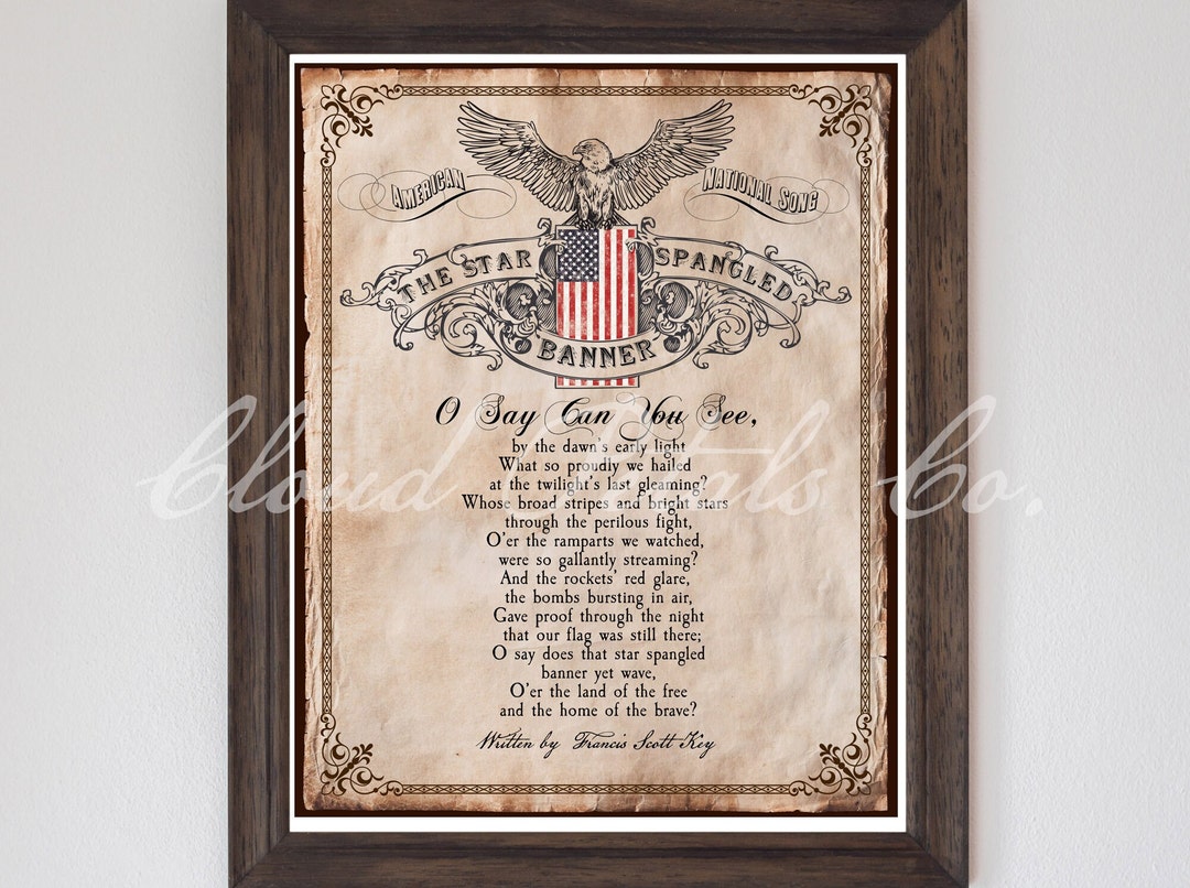 Vintage the Star Spangled Banner Printable, 4th July Wall Decoration ...
