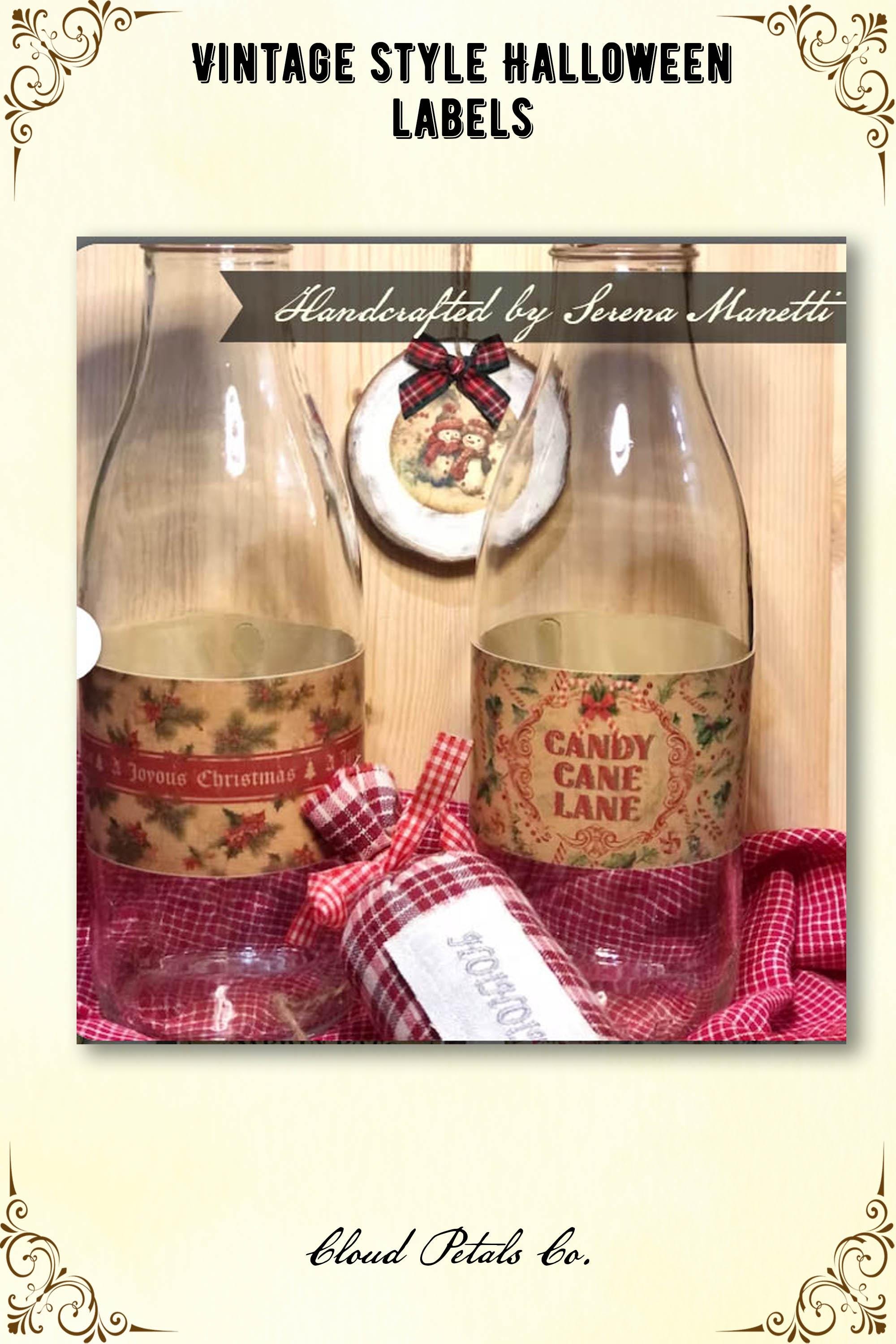 Vintage Christmas Bottle Labels, Long Jar Labels, Xmas Decor (digital ...