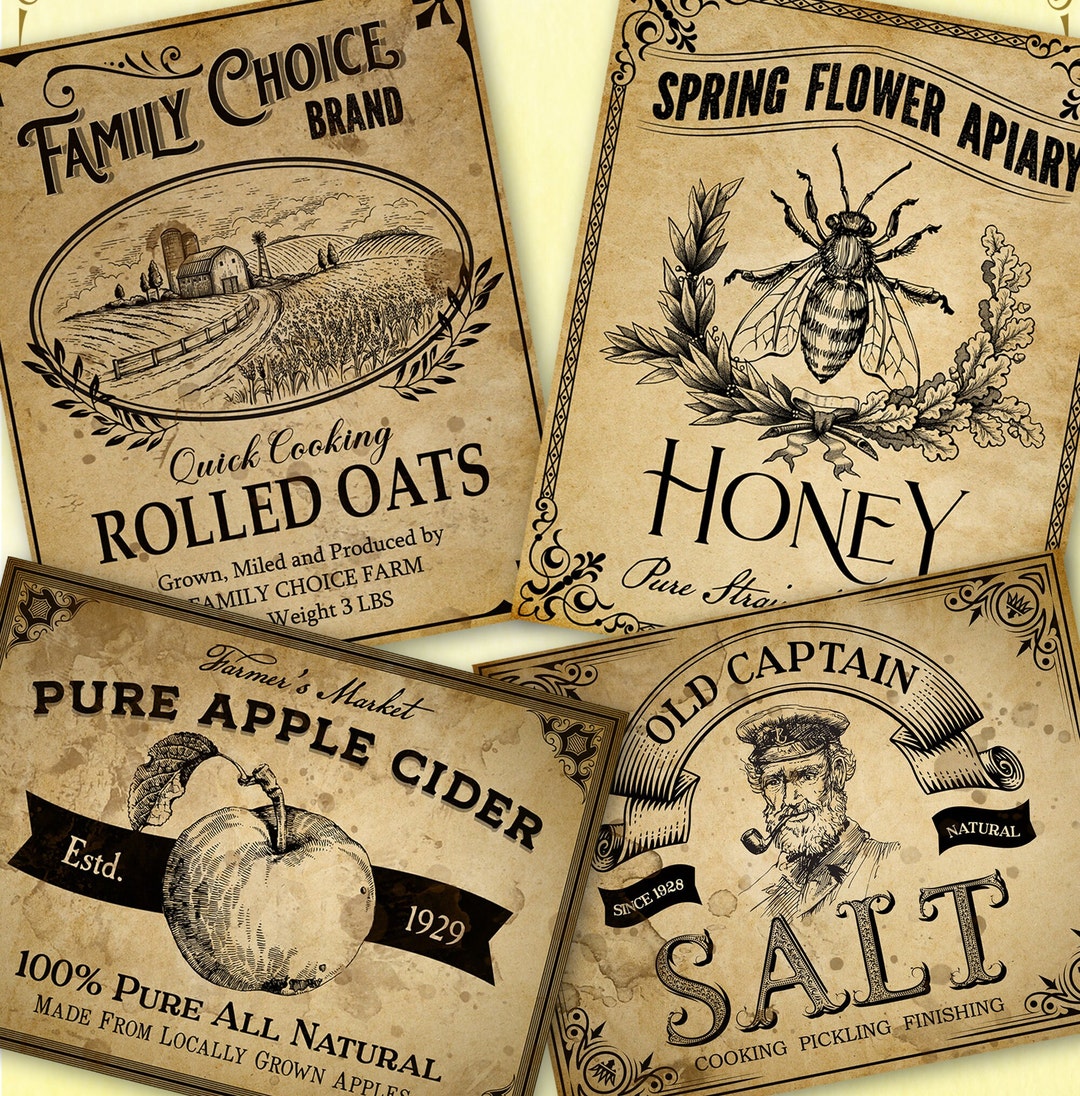 Vintage Kitchen Label Primitive Farmhouse Printable Jar Label Pantry ...