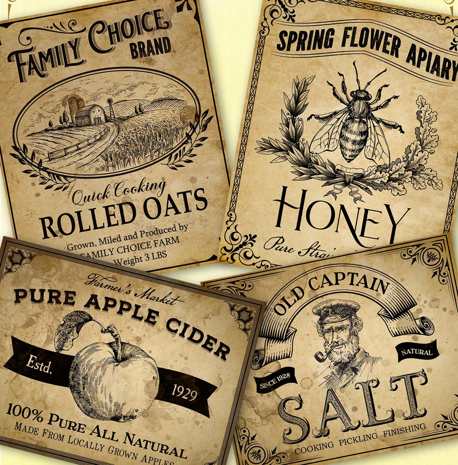 Vintage Kitchen Label Primitive Farmhouse Printable Jar Label - Etsy