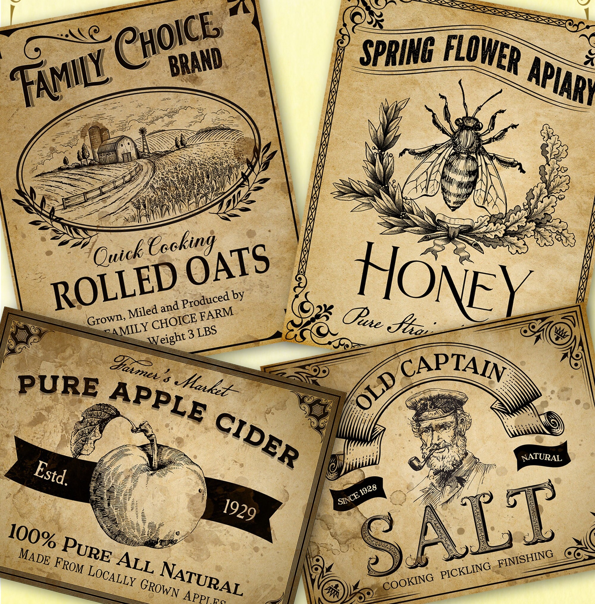 Vintage Kitchen Label Primitive Farmhouse Printable Jar Label - Etsy